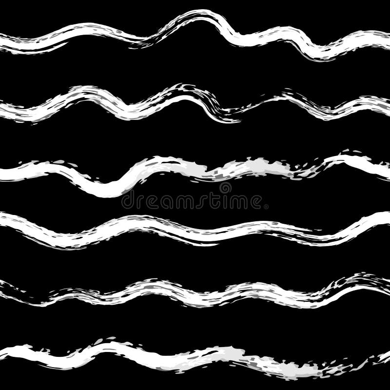 Vector Ocean Waves Pattern Black on White Stock Vector - Illustration ...