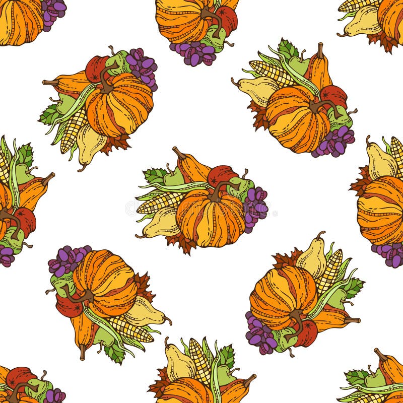 Vector Seamless Harvest Pattern. Stock Vector - Illustration of ...