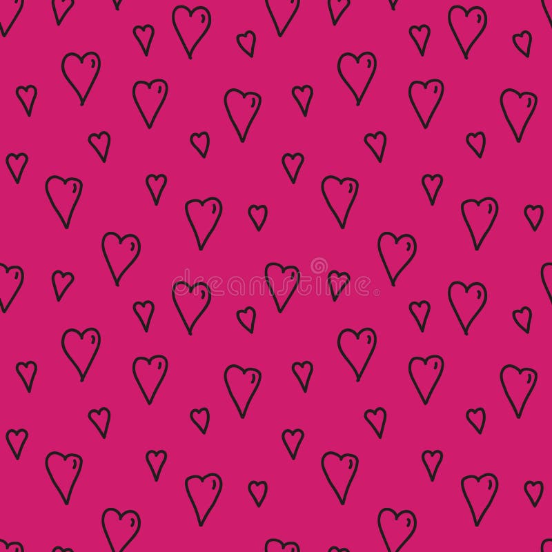 Vector Seamless Heart Pattern in Pink Stock Vector - Illustration of ...