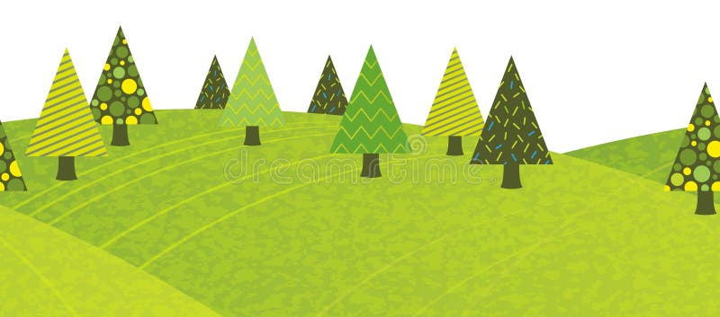 Vector Seamless Hilly Spring Forest Background Illustration ...