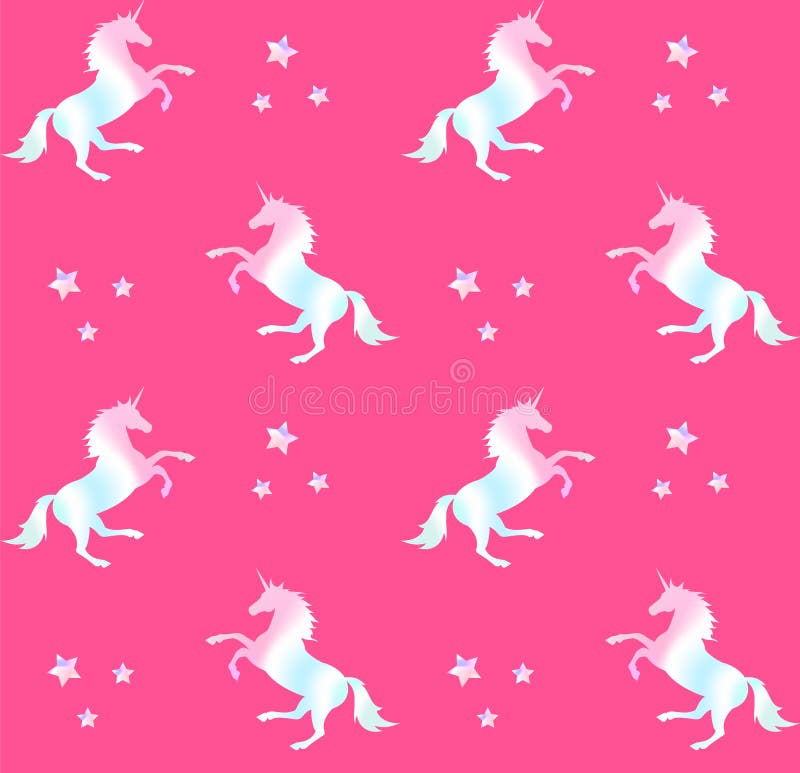 Vector Seamless Unicorn Pattern on Pink Stock Vector - Illustration of ...