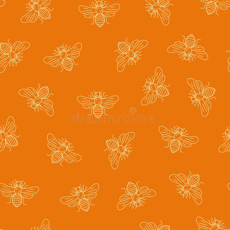 Vector Seamless Honey Bee Pattern Stock Vector - Illustration of ...