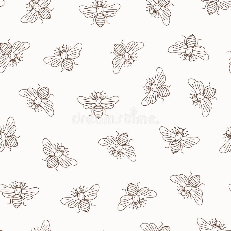 Vector Seamless Honey Bee Pattern Stock Vector - Illustration of hive ...