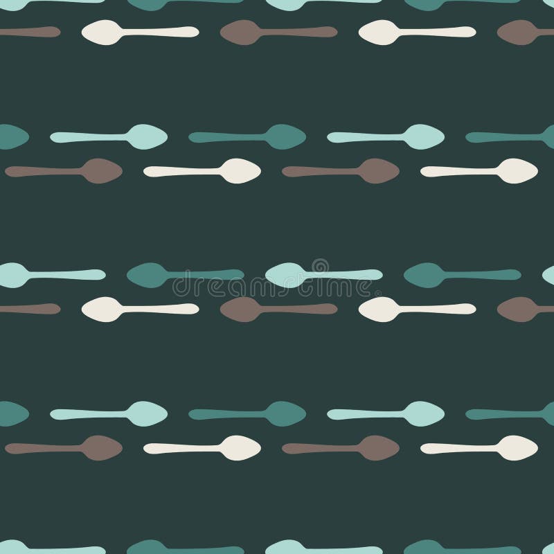 Vector Seamless Horizontal Spoon Pattern in Green Stock Vector ...