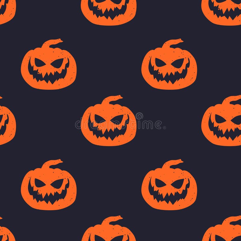 Vector Seamless Horror Pattern for Helloween. Spooky Smiling Pumpkin ...