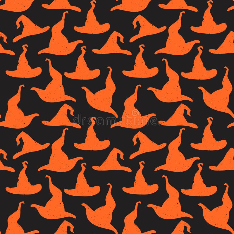 Vector Seamless Horror Pattern for Helloween. Witch or Wizard Hat ...