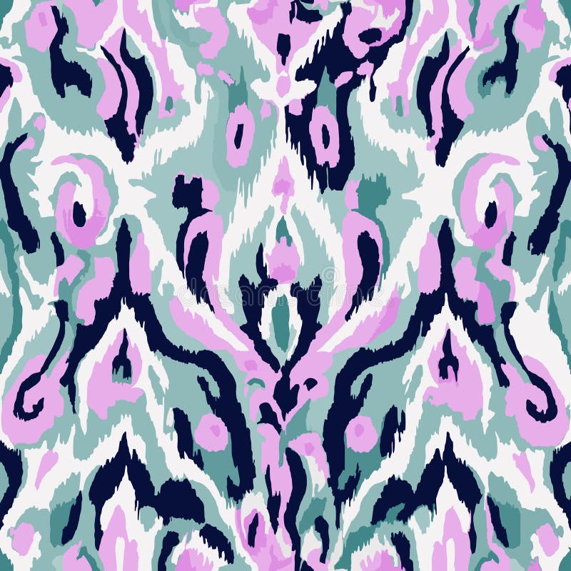 Vector Seamless Ikat Ogee Ethnic Pattern Stock Vector - Illustration of ...