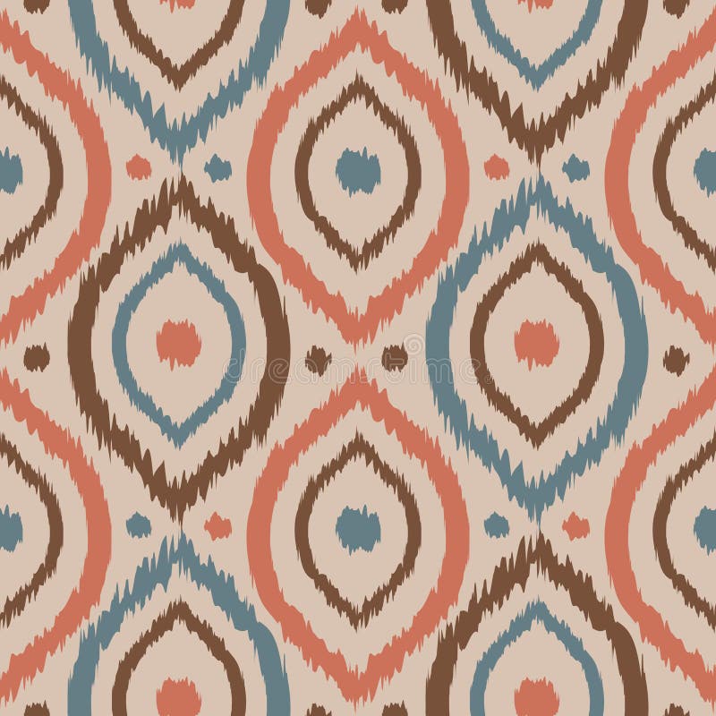 Vector Seamless Ikat Ogee Pattern in Vintage Style. Retro Pattern of ...
