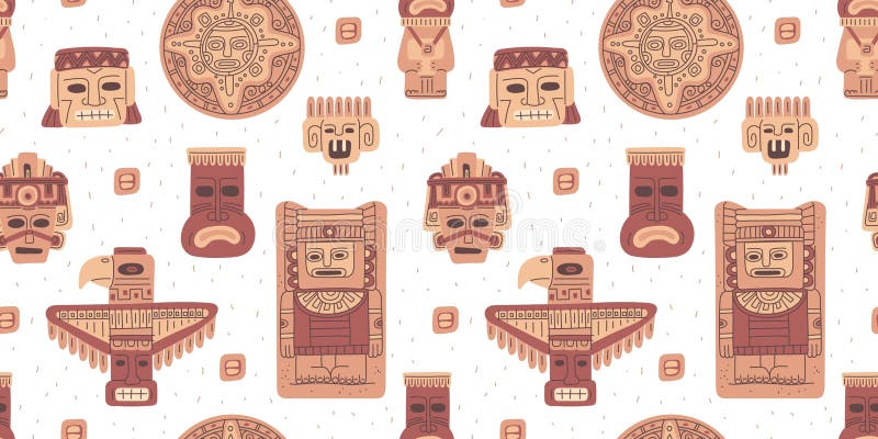 Vector Seamless Illustration with Abstract Traditional Various Figures ...