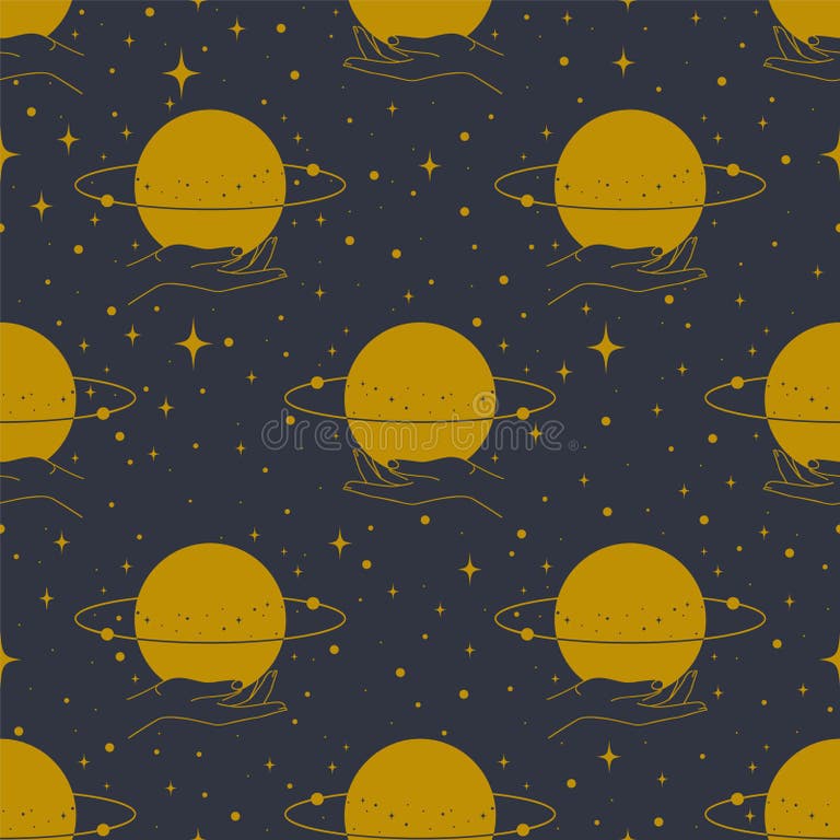 Vector Seamless Illustration of Astrology Saturn Pattern. Outer Space ...