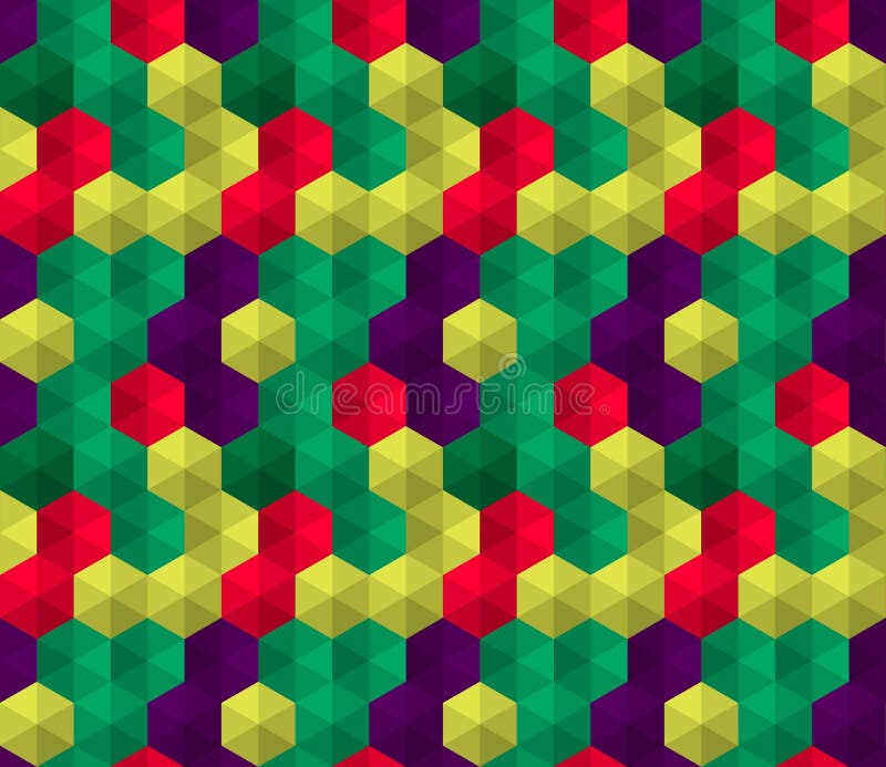 Vector Seamless Illustration of Multicolor Hexagon Pattern. Colored ...