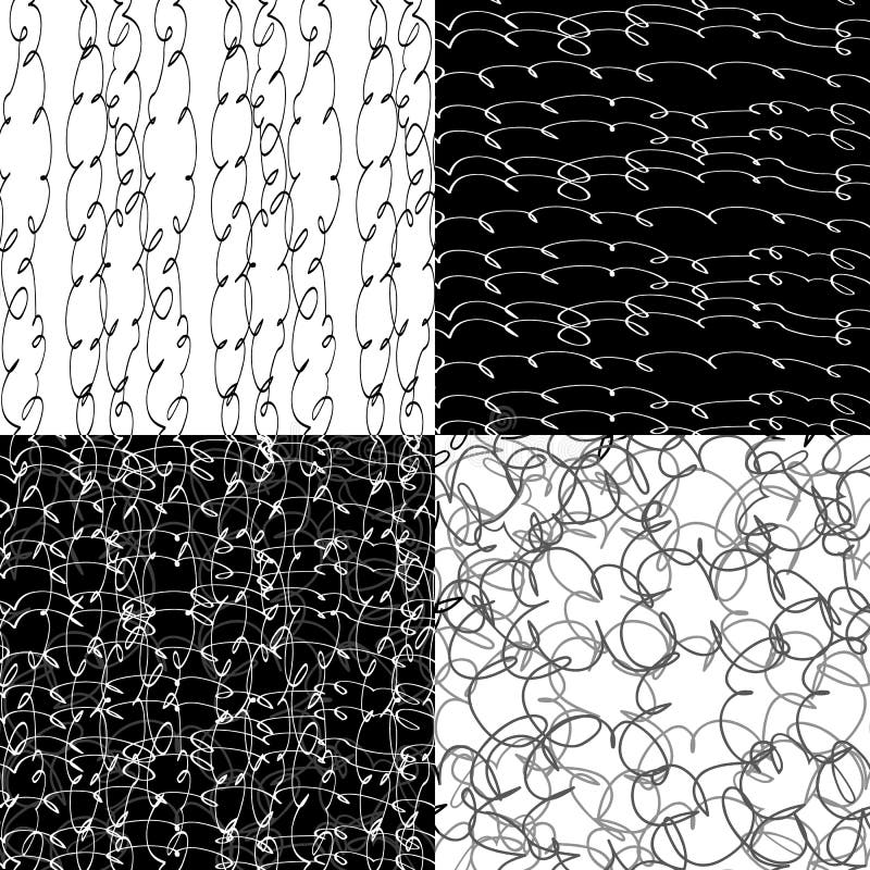 4 Vector Seamless Ink Hand Drawn Scribble Texture Stock Vector ...