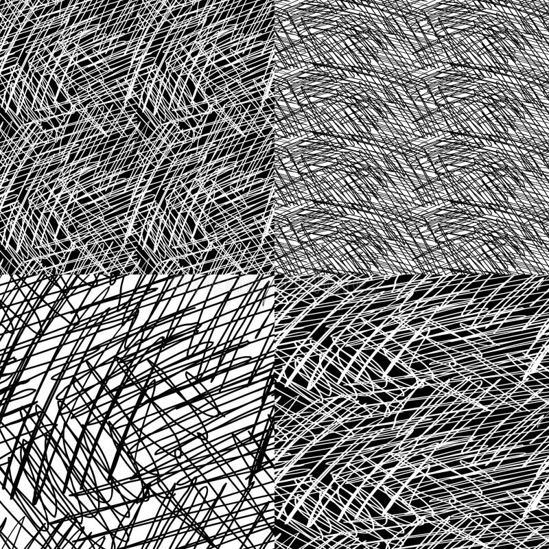 4 Vector Seamless Ink Hand Drawn Scribble Texture Stock Vector ...