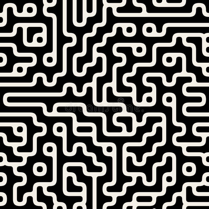 Vector Seamless Irregular Grid Line Circuit Maze Pattern Stock Vector - Illustration of creative ...