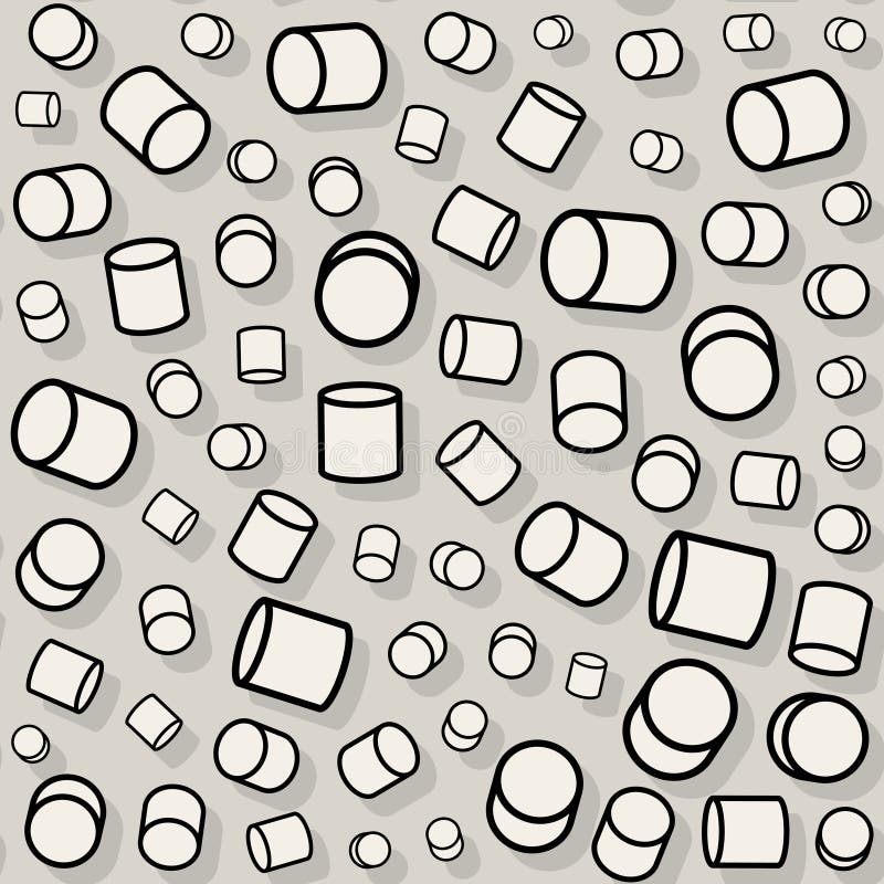 Vector Seamless Jumble Rotating Random Scale Cylinder Pattern Stock ...