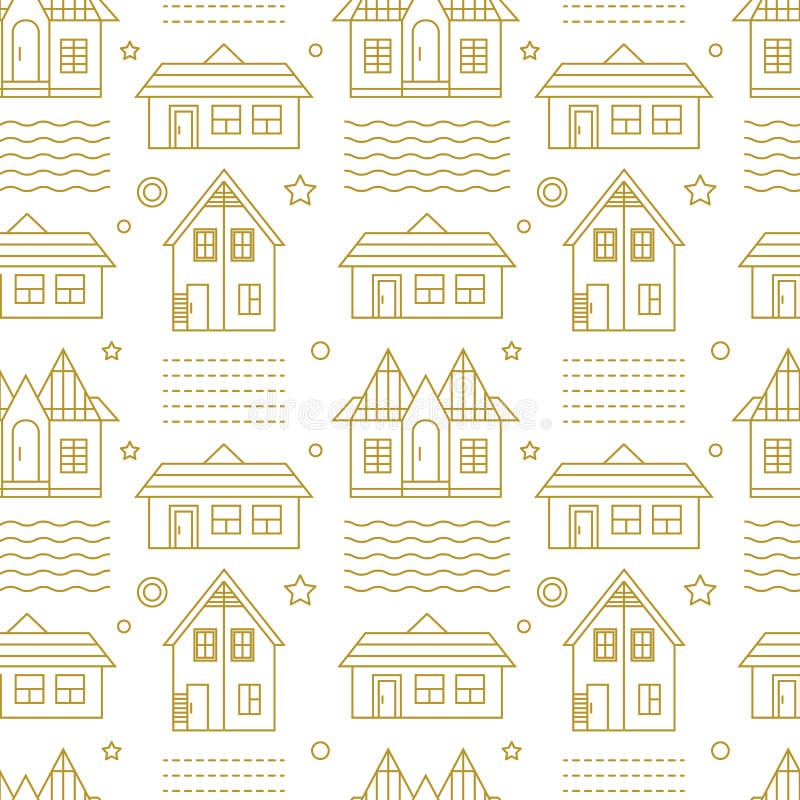 Vector Seamless Linear Pattern with Building and Abstract Elements ...