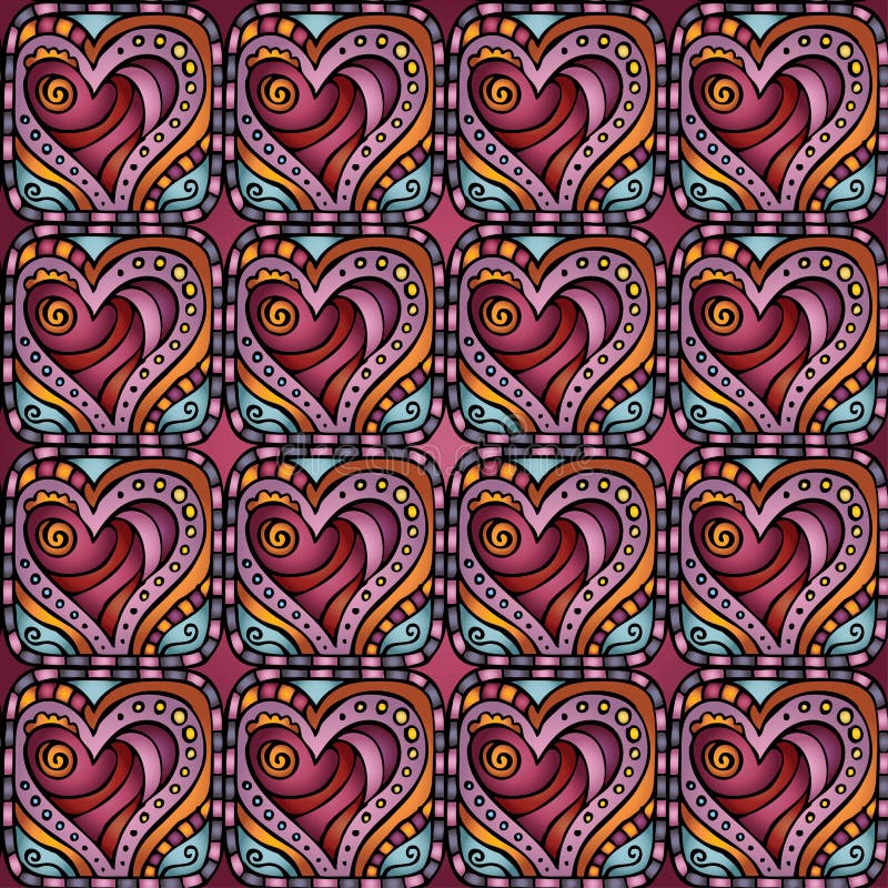 Love Hand Drawing Colorful Eco Seamless Pattern Stock Vector ...