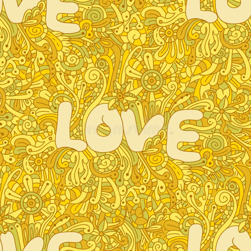 Vector Seamless Love Texture with Abstract Flowers Stock Vector ...