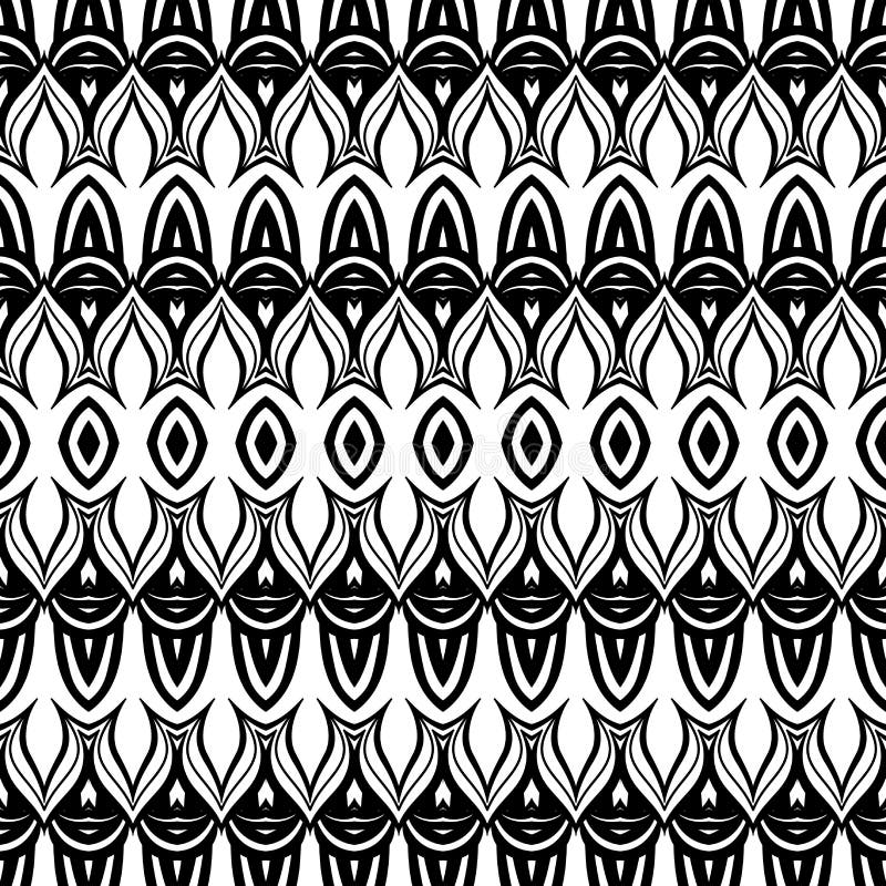 Vector Seamless Monochrome Floral Pattern Stock Vector Illustration