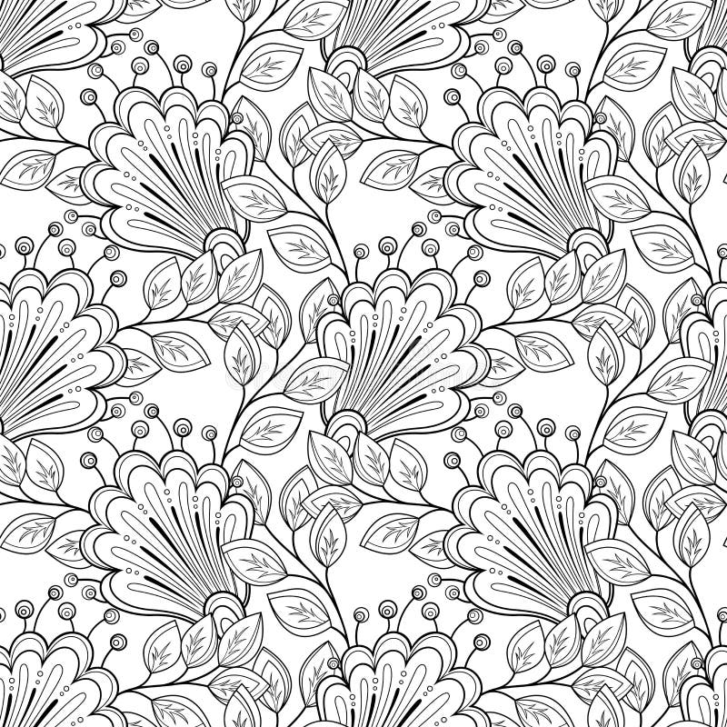 Seamless Monochrome Floral Pattern Stock Vector Illustration Of