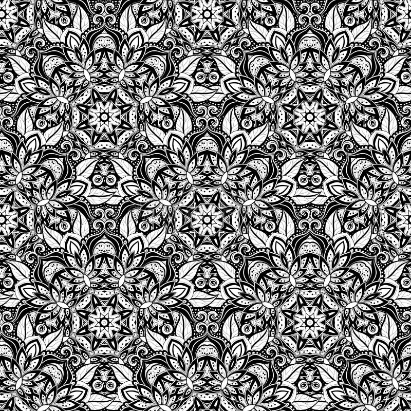 Vector Seamless Monochrome Ornate Pattern Stock Vector - Illustration ...