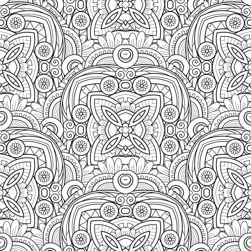 Vector Seamless Monochrome Pattern. Printable Coloring Pages. Stock ...