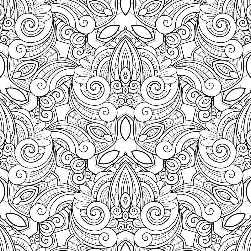 Vector Seamless Monochrome Pattern. Printable Coloring Pages. Stock ...