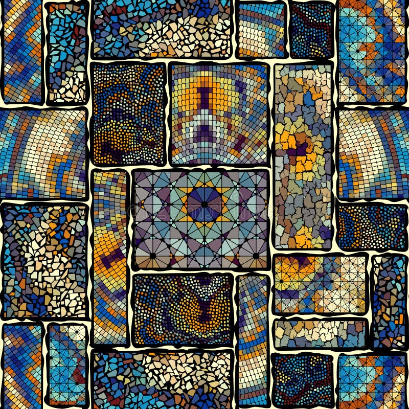 Vector Seamless Mosaic Art Pattern. Art Background. Stock Vector ...