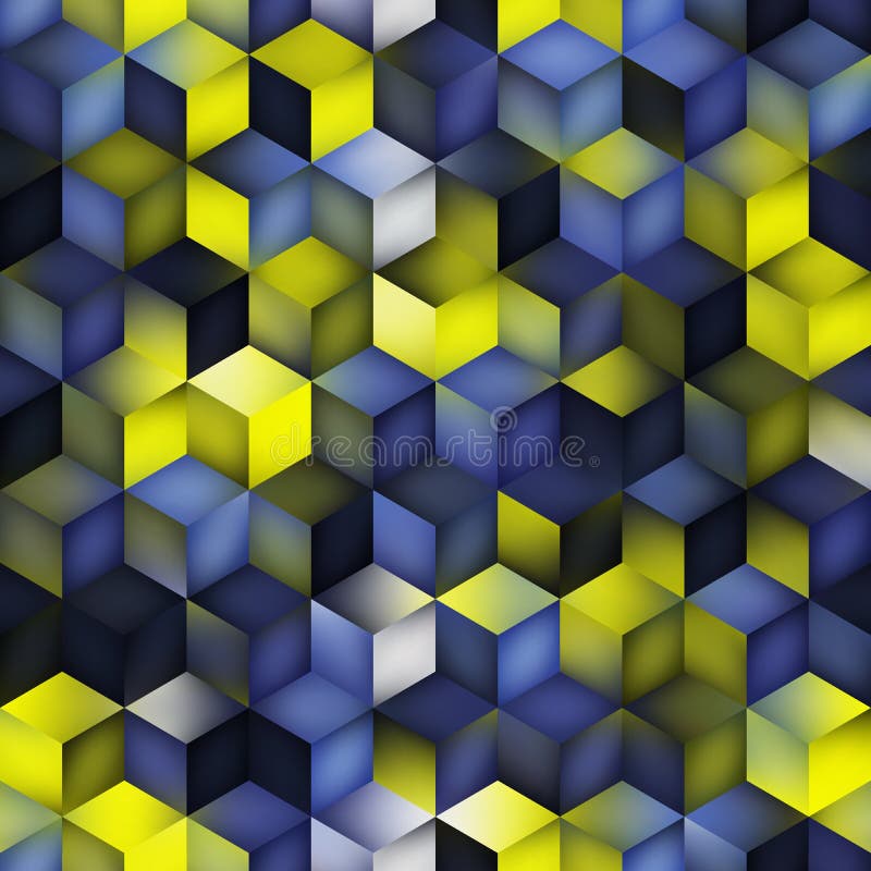 Blue and Yellow Seamless Triangular Pattern. Abstract Geometric ...
