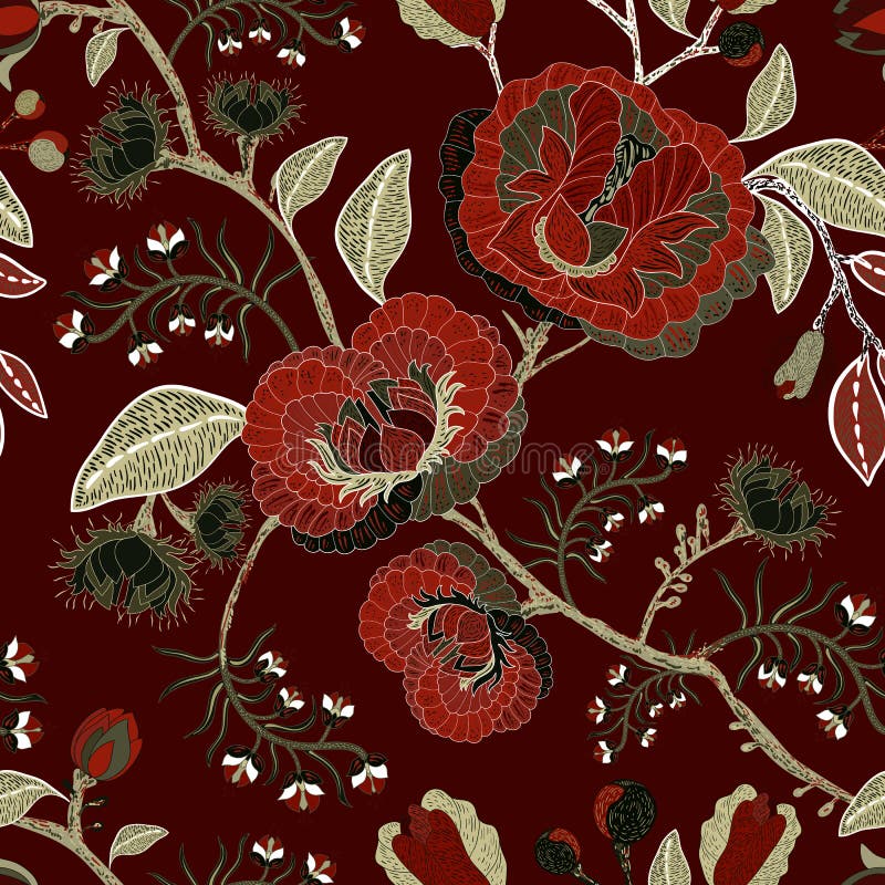 Red floral gothic stock vector. Illustration of tile, floral - 9014606