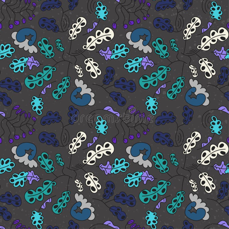 Vector Seamless Nature Pattern with Chaotic Leaves Stock Illustration ...