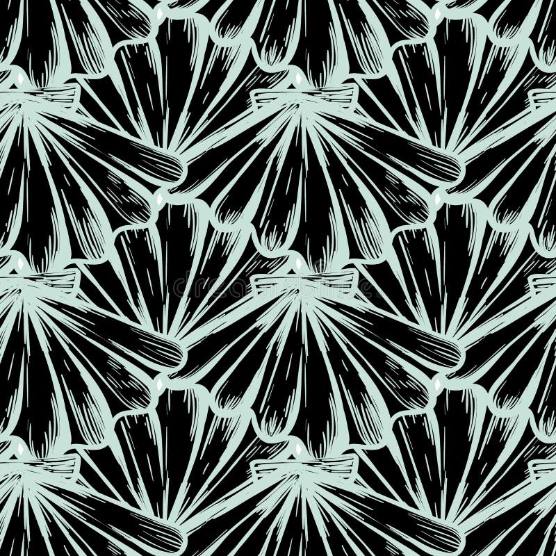 Vector Seamless Nautical Pattern with Hand Drawn Striped Shells Stock ...