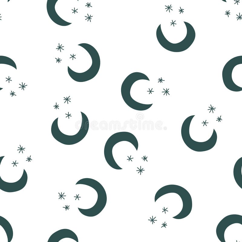 Vector Seamless Night Pattern with Moon and Stars. Abstract Shape ...