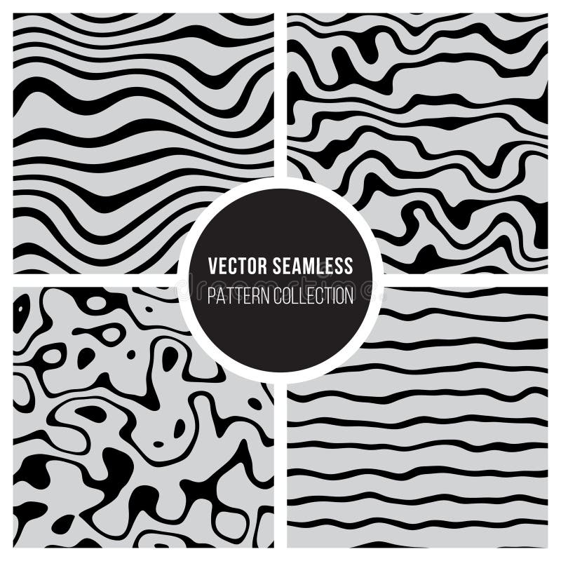 Vector Seamless Optical Illusion BW Pattern Collection Stock Vector ...