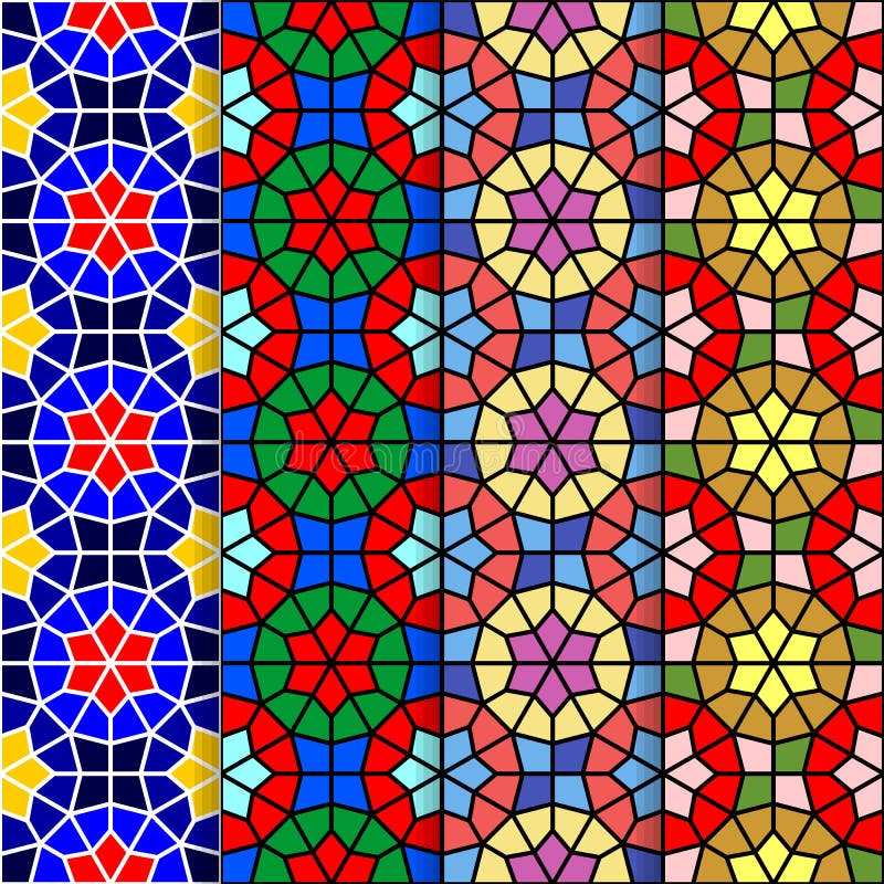 Vector Seamless Ornamental Eastern Pattern Set Illustration Stock ...