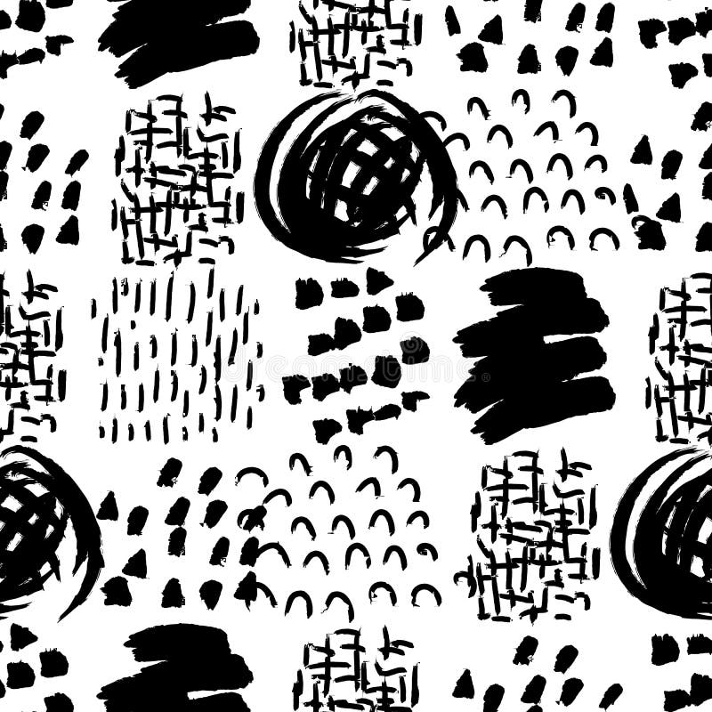 Vector Seamless Pattern. Abstract Background with Brush Strokes. Ink ...