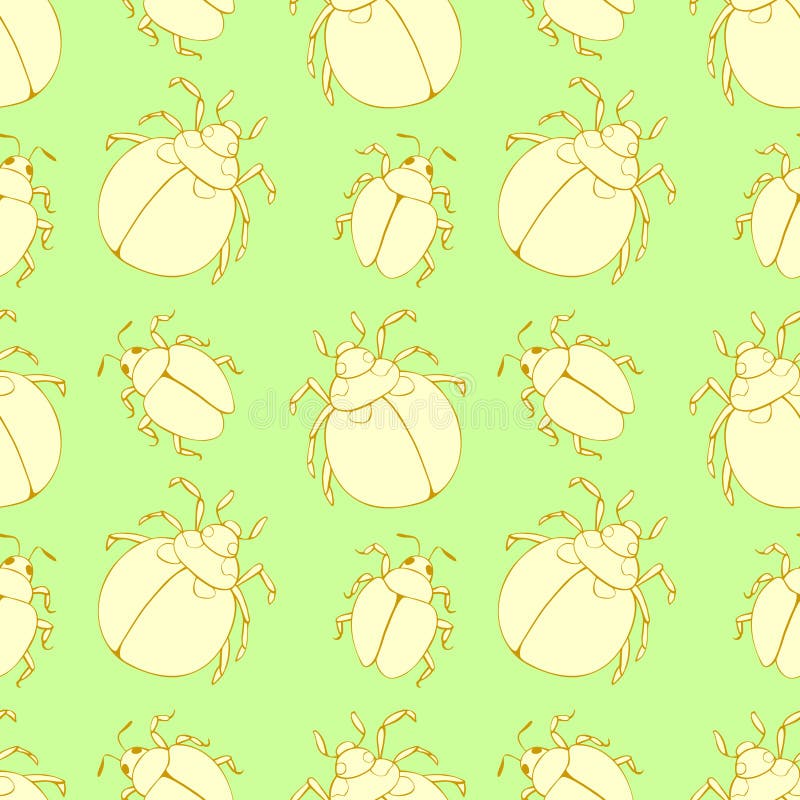 Vector Seamless Pattern of Abstract Beetles in Doodle Flat Style ...