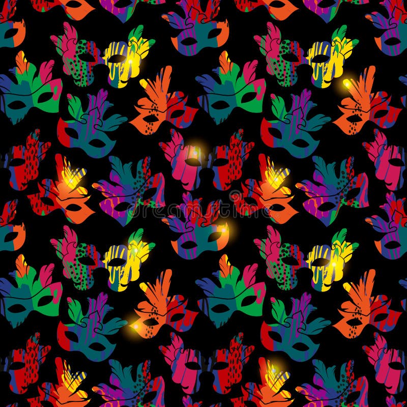 Vector Seamless Pattern with Abstract Carnival Masks. Stock Vector ...