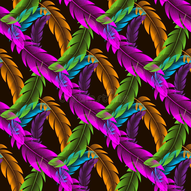 Vector Seamless Pattern with Abstract Colorful Feathers Stock Photo ...