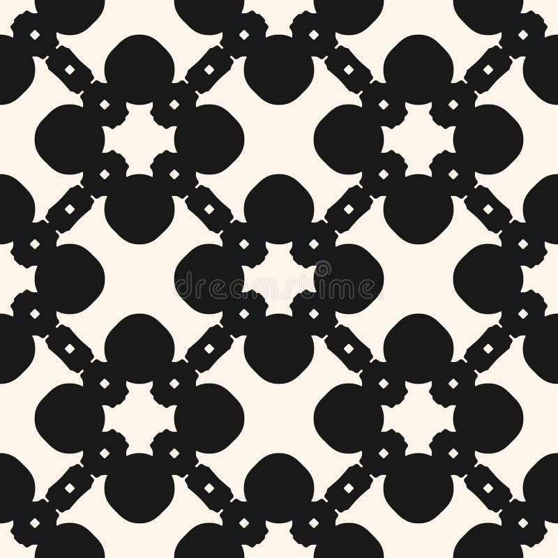 Vector Seamless Pattern. Abstract Geometric Floral Ornament. Black and ...