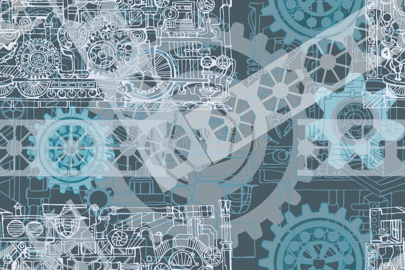 Vector Seamless Pattern with Abstract Industry or Steampunk Background ...