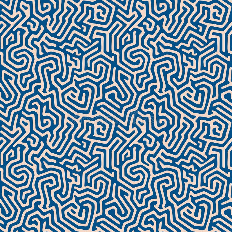 Vector Seamless Pattern with Abstract Maze, Labyrinth, Organic Shapes ...