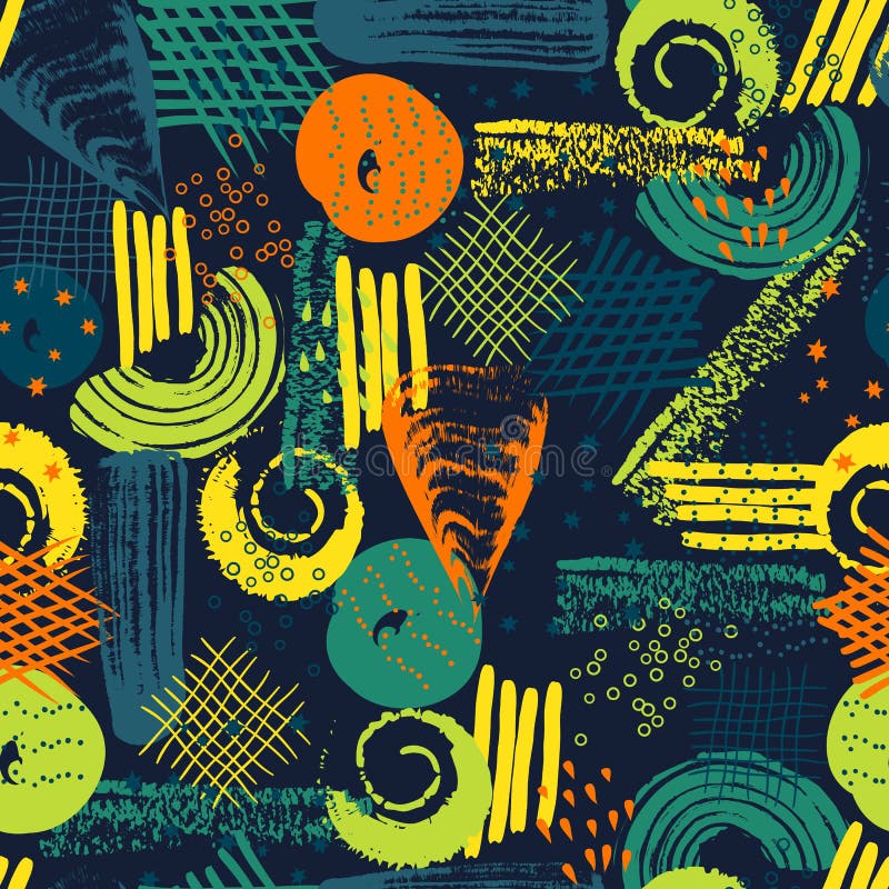 Vector Seamless Pattern with Abstract Shapes and Scribbles. Creative ... Vector Seamless Pattern with Abstract Shapes and Scribbles. Creative ...
