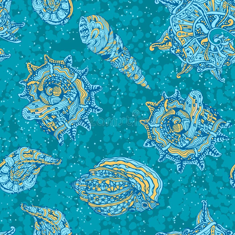 Vector Seamless Pattern with Abstract Shells. Stock Vector ...