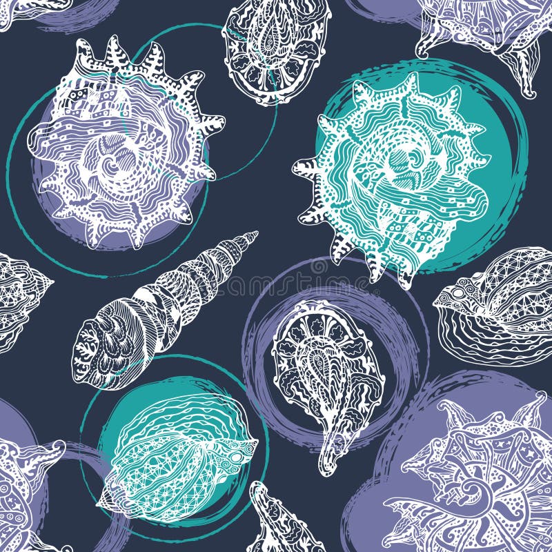 Vector Seamless Pattern with Abstract Shells. Stock Vector ...