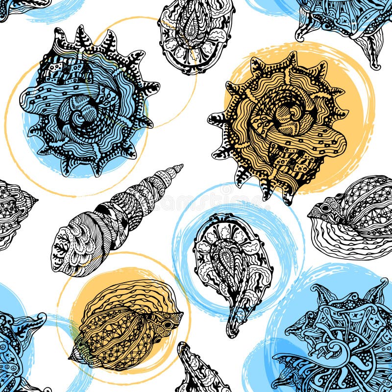 Vector Seamless Pattern with Abstract Shells. Stock Vector ...