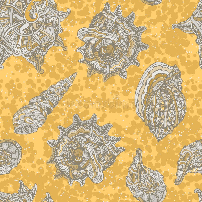 Vector Seamless Pattern with Abstract Shells. Stock Vector ...