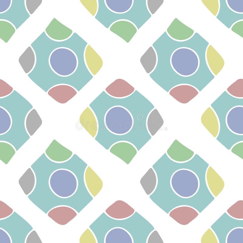 Vector Seamless Pattern with Abstract Square, Swirl on White Bakground ...