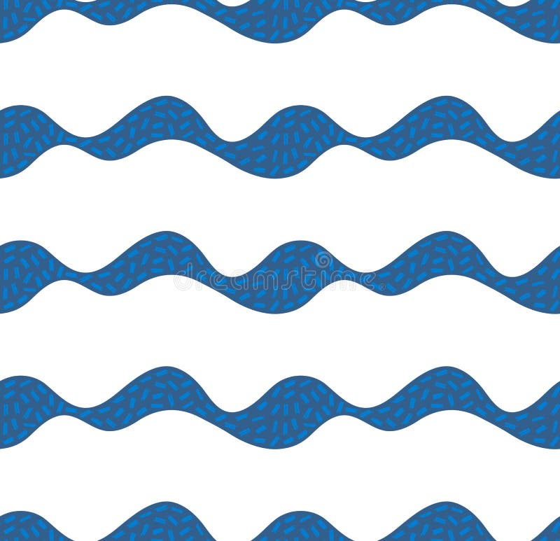 Vector Seamless Pattern with Abstract Textured Waves. Curve Shapes with ...