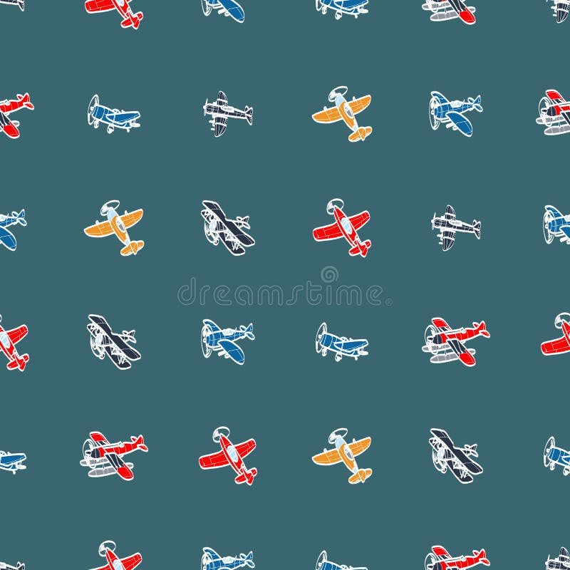 Vector Seamless Pattern with Aircraft. Kids Background with Planes ...